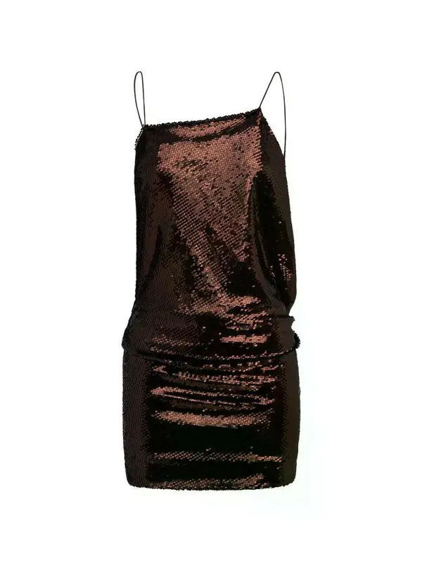 Alex Perry Sequin Embellished Draped Mini Dress - Brown