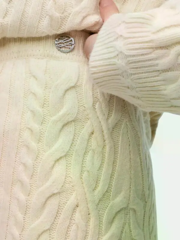 Karl Lagerfeld Wool-blend Cable Knit Flared Midi Skirt - Neutrals