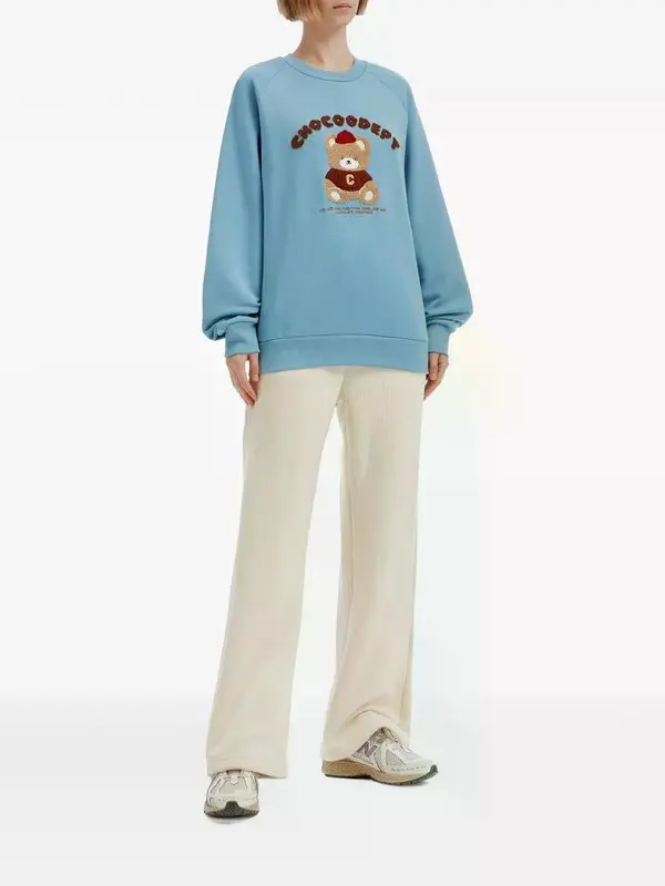 CHOCOOLATE Bear-embroidered Raglan-sleeved Sweatshirt