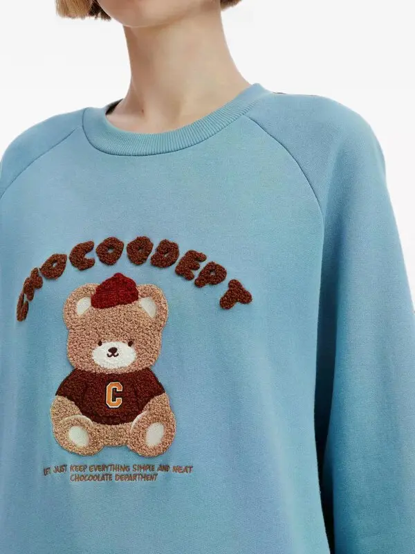 CHOCOOLATE Bear-embroidered Raglan-sleeved Sweatshirt