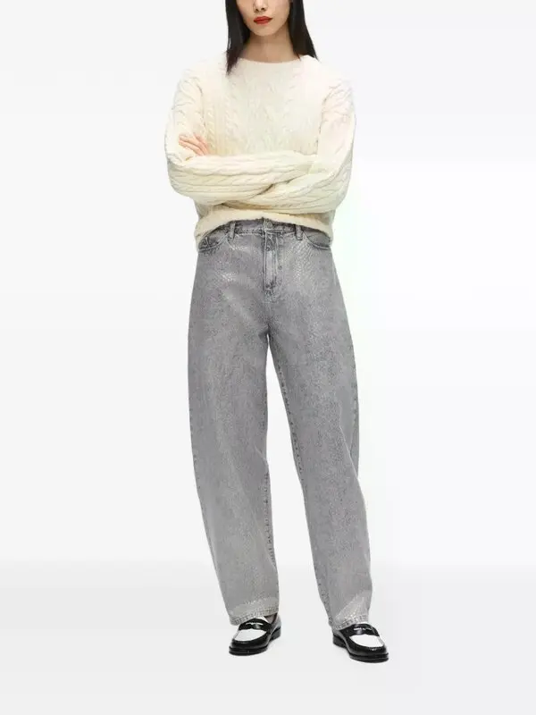 Karl Lagerfeld Coated Python Barrel Jeans - Grey
