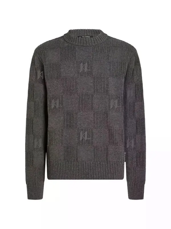 Karl Lagerfeld Monogram Checked Cotton Sweater