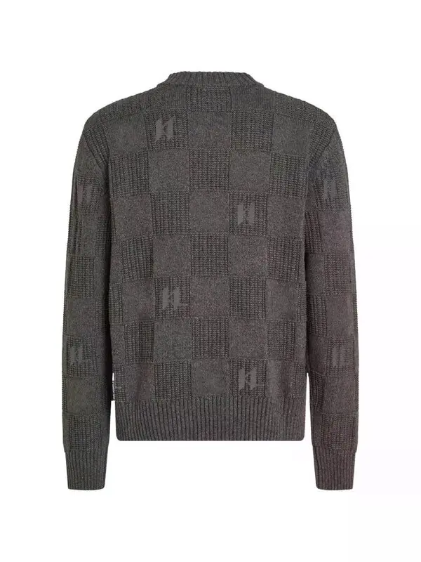 Karl Lagerfeld Monogram Checked Cotton Sweater
