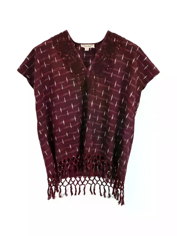 NILI LOTAN Embroidered Tassel-trim Top - Red