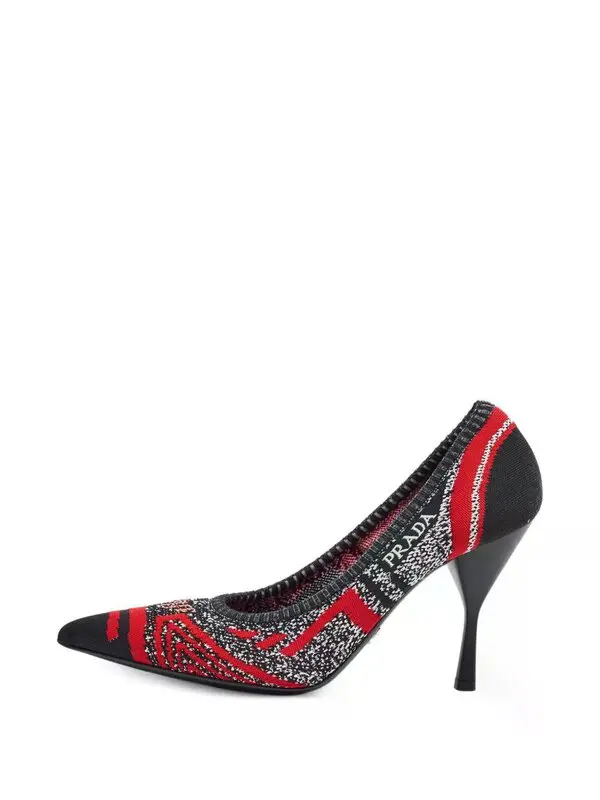 Prada Pointed-toe Intarsia-knit Pumps
