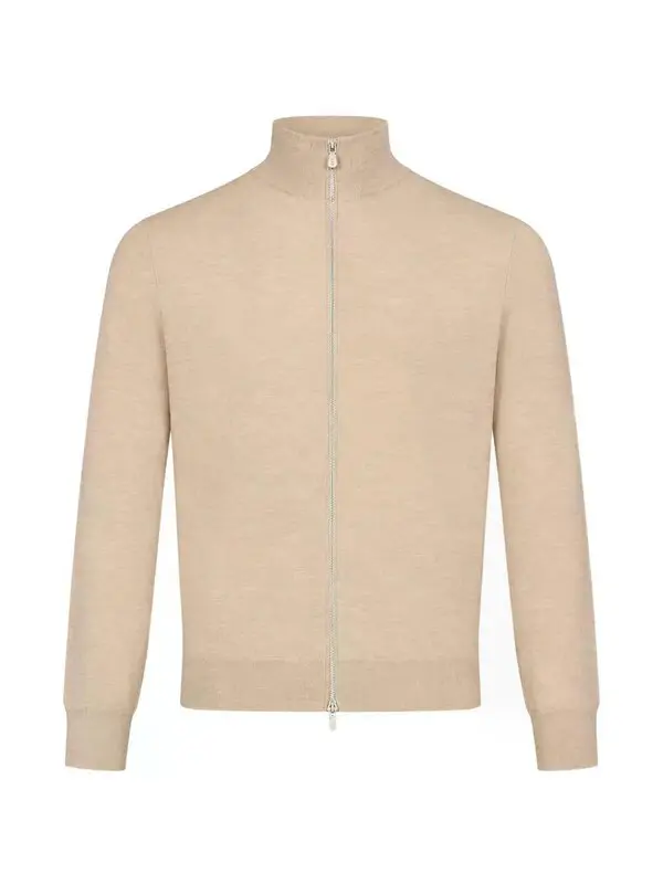 Brunello Cucinelli Zip-up Ribbed-trim Sweater - Neutrals