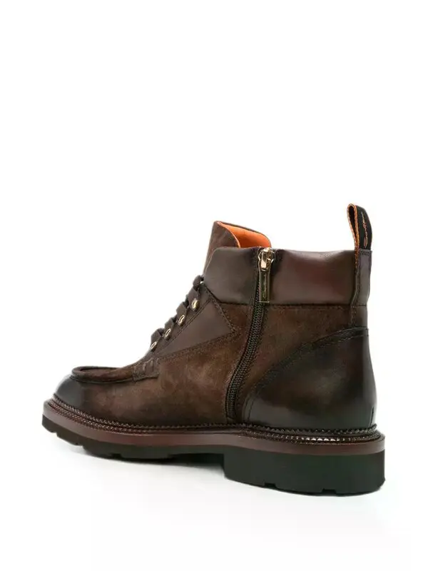 Santoni Lace-up Panelled Boots
