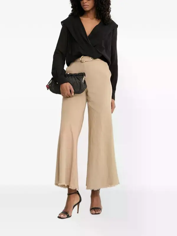 Pinko Belted Frayed-hem Trousers