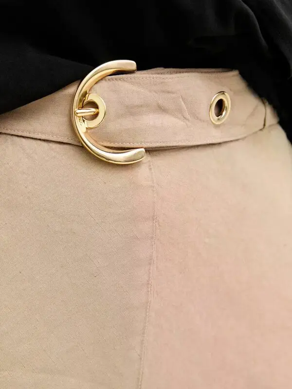 Pinko Belted Frayed-hem Trousers