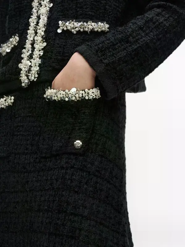Karl Lagerfeld Faux-pearl Embellished Knitted Skirt
