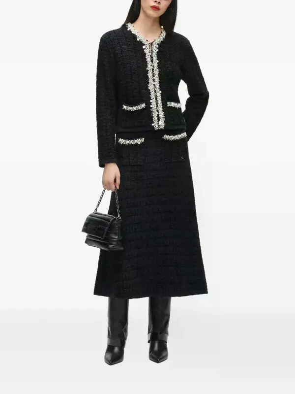Karl Lagerfeld Faux-pearl Embellished Knitted Skirt - Black