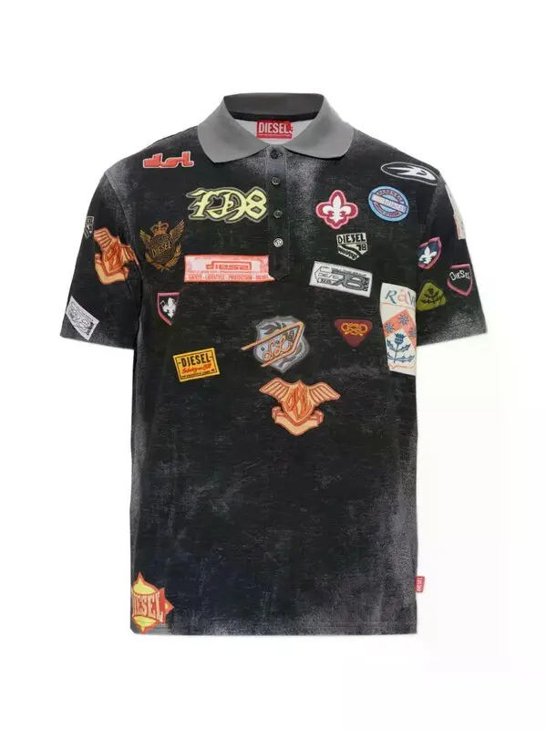 DIESEL® Patch-detail Polo Shirt - Black