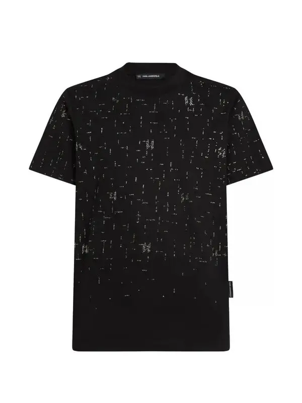 Karl Lagerfeld Rhinestone-embellished Monogram Cotton T-shirt - Black