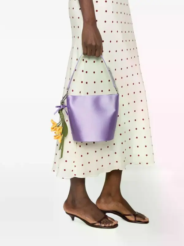 SELF-PORTRAIT Floral Charm Satin Tote Bag - Purple