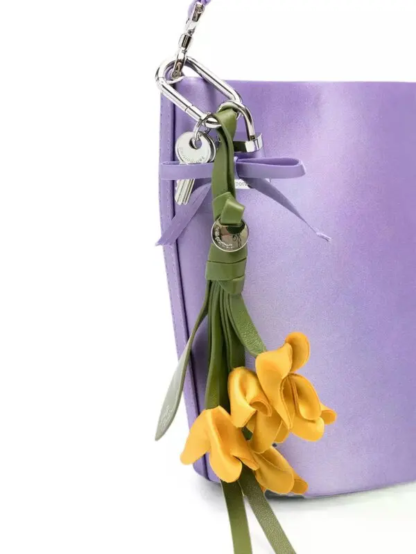 SELF-PORTRAIT Floral Charm Satin Tote Bag - Purple