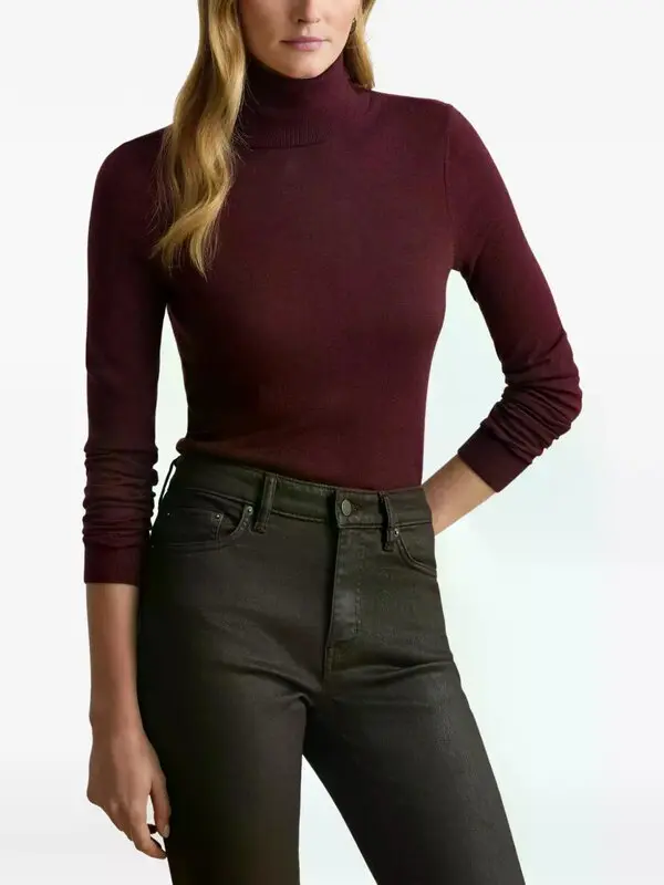 Ralph Lauren Logo-plaque Ribbed-turtleneck Top