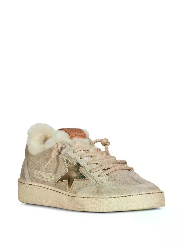 GOLDEN GOOSE Ball Star Wool Sneakers With Gold Leather Star And Shearling Lining