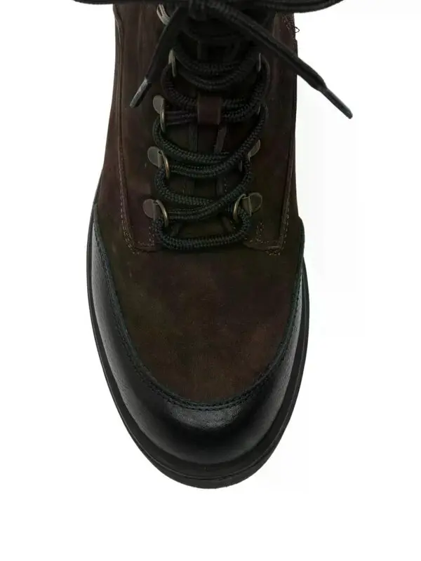 SERGIO MORETTI FIRENZE Lace-up Panelled Ankle Boots - Brown