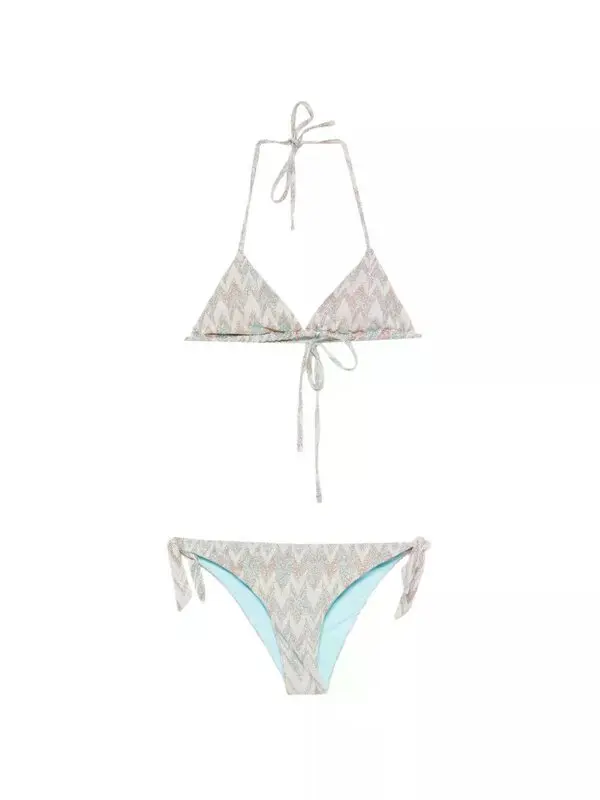IU RITA MENNOIA Zigzag Knit Triangle Bikini - Blue