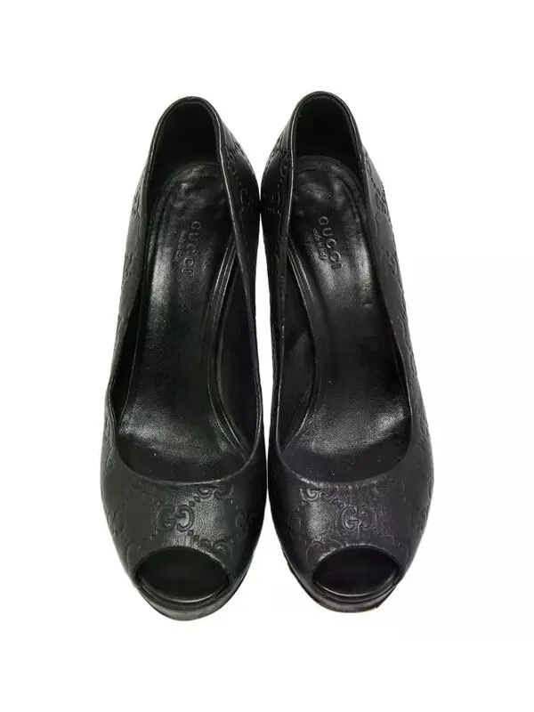 Gucci Embossed Peep-toe Pumps