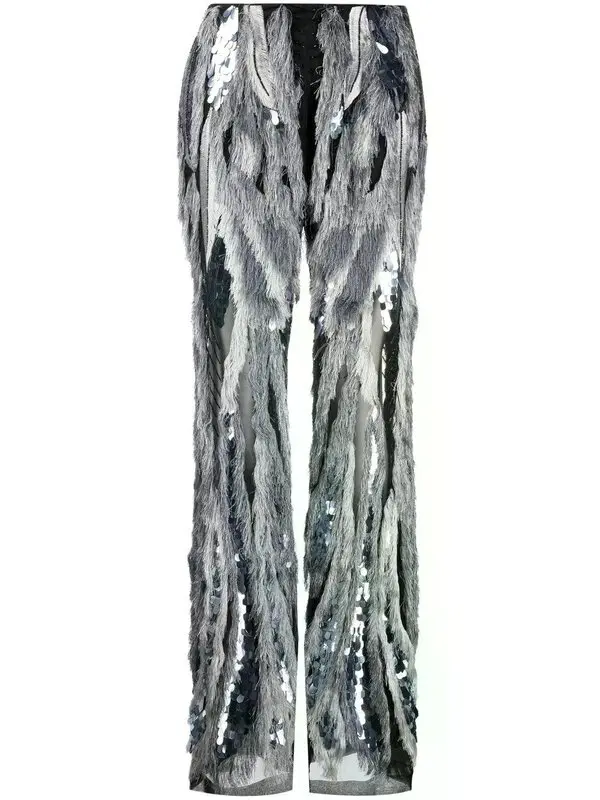 Alberta Ferretti Sequin-embellished Palazzo Pants