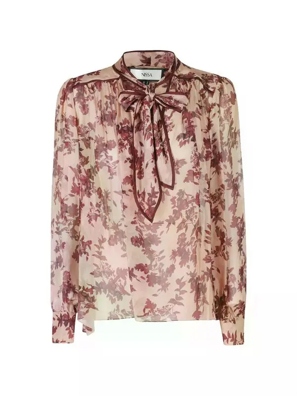 NISSA Silk-blend Floral-print Top