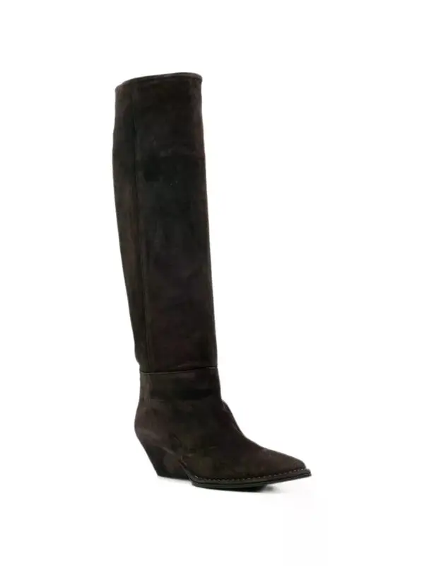 DEL CARLO Pointed-toe Suede Boots - Brown