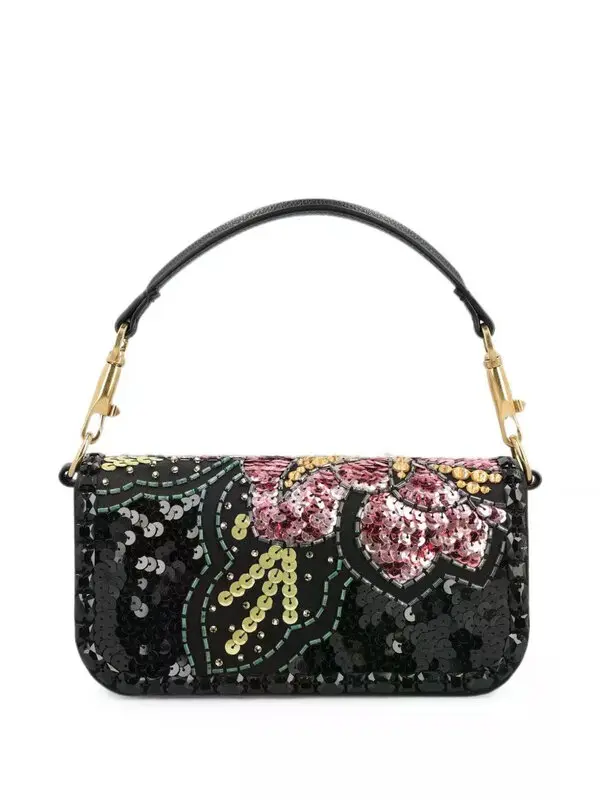 Valentino Garavani Locò Small Embroidered Shoulder Bag - Black