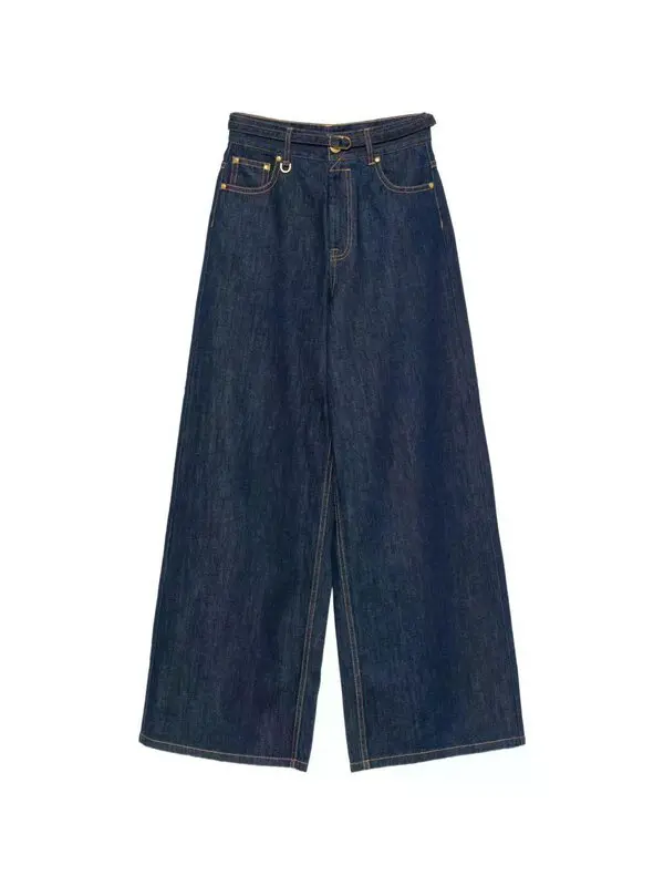 Zimmermann High-waisted Wide-leg Jeans With Contrast Topstitching - Blue