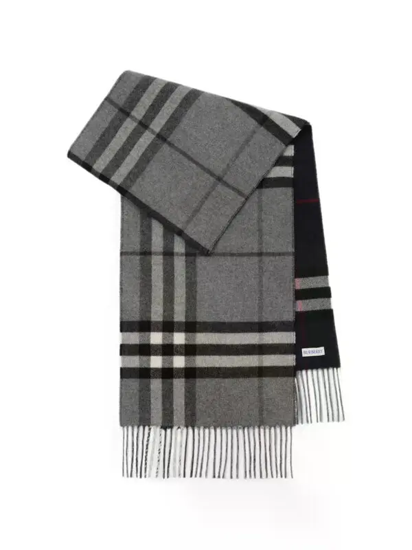 Burberry Reversible Check Cashmere Scarf - Grey