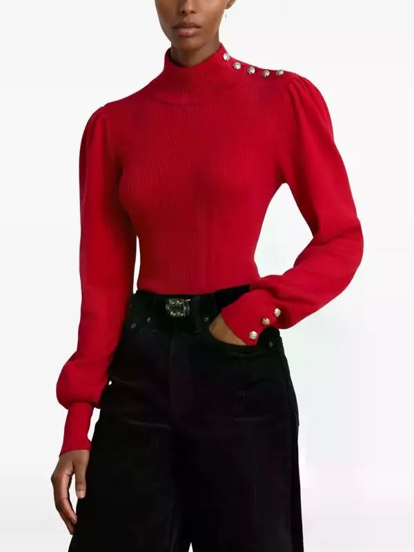 Ralph Lauren Button-trim Ribbed-knit Sweater