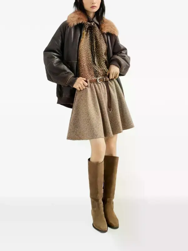Brunello Cucinelli Virgin Wool Donegal Mini Circle Skirt With Monili