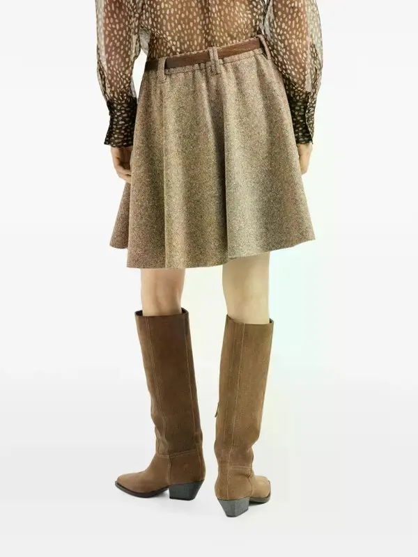 Brunello Cucinelli Virgin Wool Donegal Mini Circle Skirt With Monili