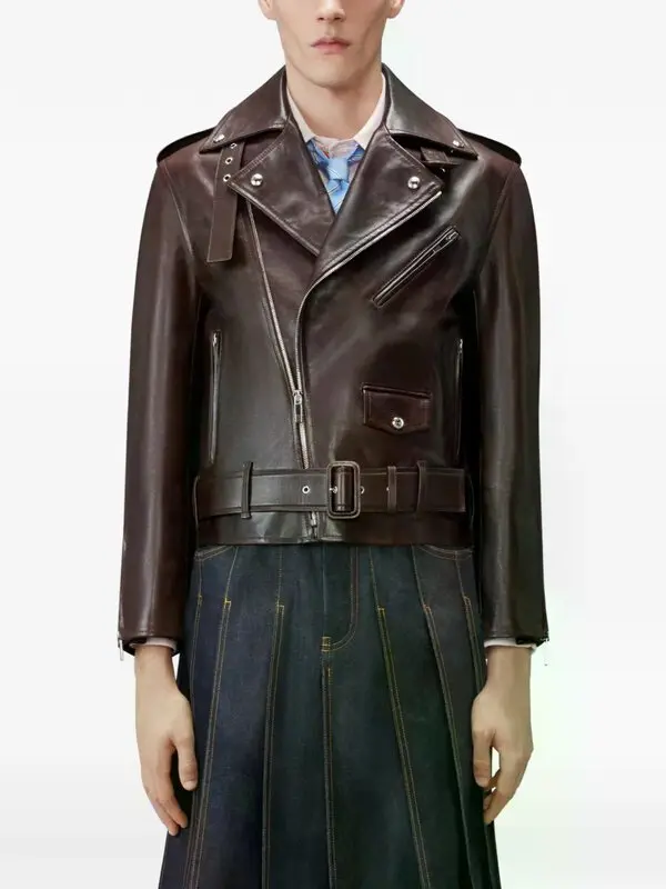 Thom Browne Belted Leather Biker Jacket