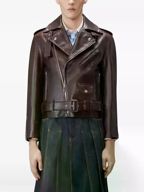 Thom Browne Belted Leather Biker Jacket