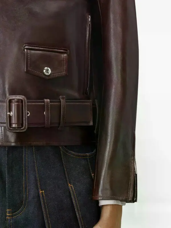 Thom Browne Belted Leather Biker Jacket