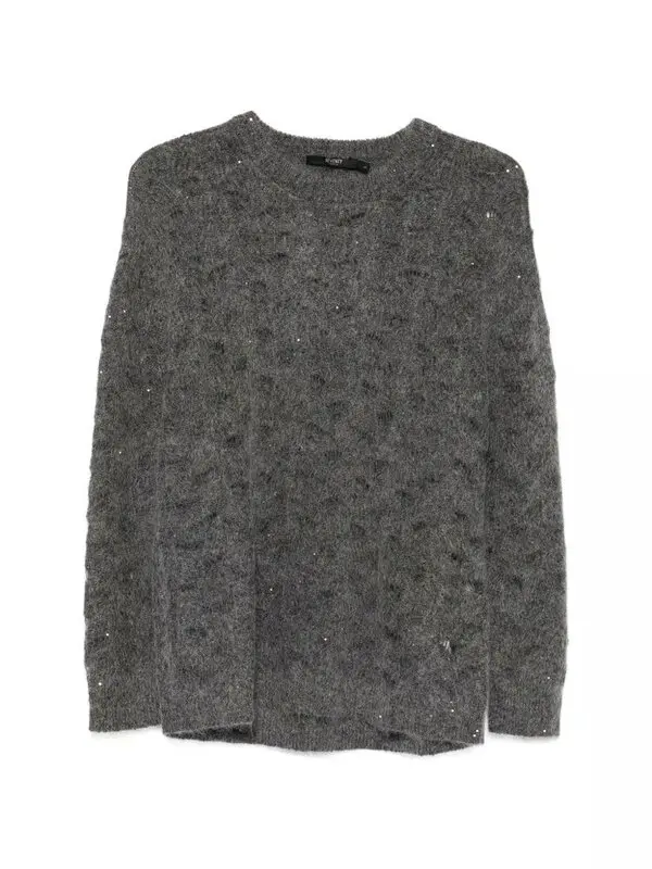 Seventy Sequin-embellished Open-knit Sweater - Grey