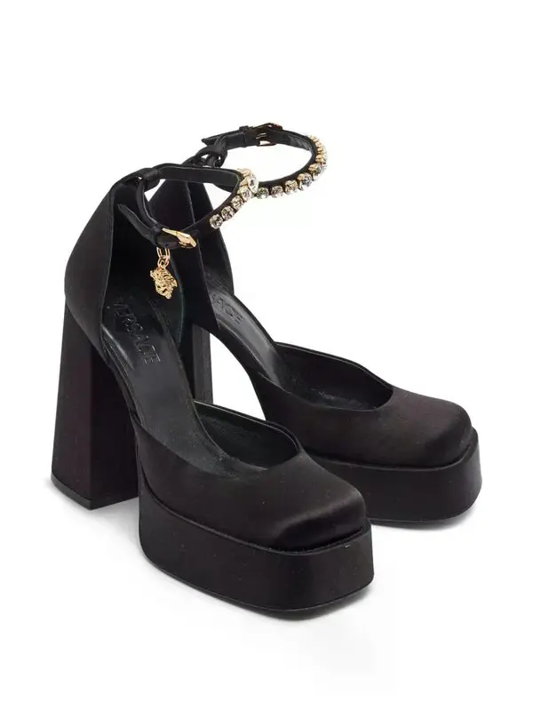 Versace Medusa Embellished Platform Block Heel Pumps