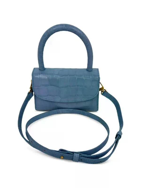 By Far Crocodile-embossed Top Handle Bag - Blue