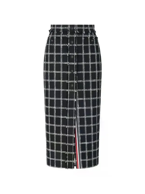 Thom Browne Windowpane Houndstooth Tweed Skirt
