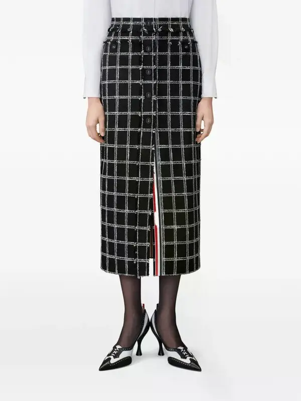 Thom Browne Windowpane Houndstooth Tweed Skirt