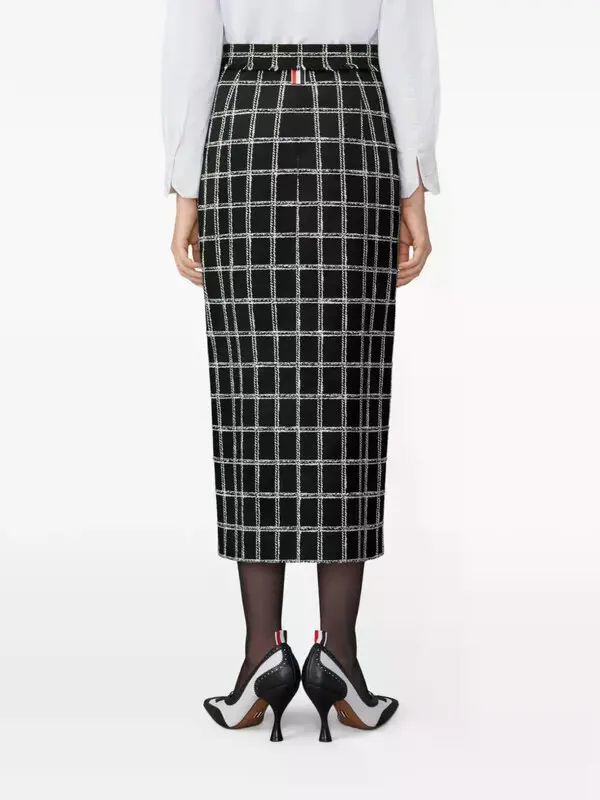 Thom Browne Windowpane Houndstooth Tweed Skirt