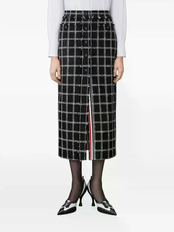 Thom Browne Windowpane Houndstooth Tweed Skirt