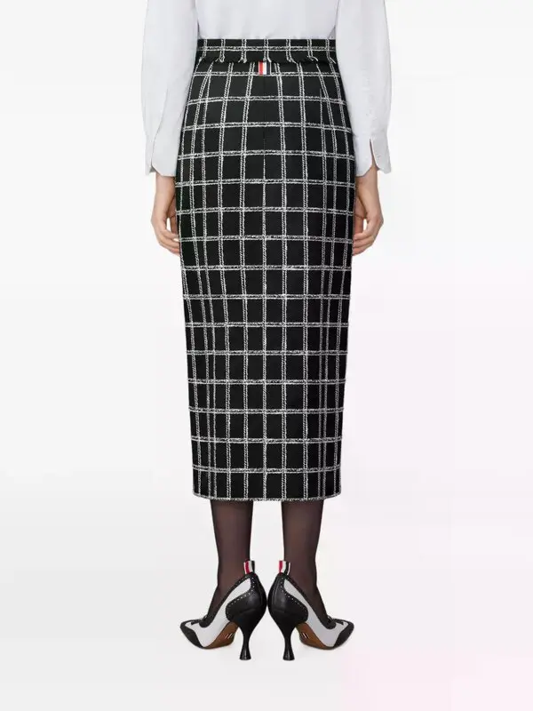 Thom Browne Windowpane Houndstooth Tweed Skirt