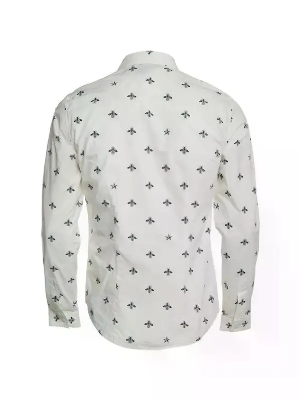 Gucci Bee Print Poplin Button Shirt - White