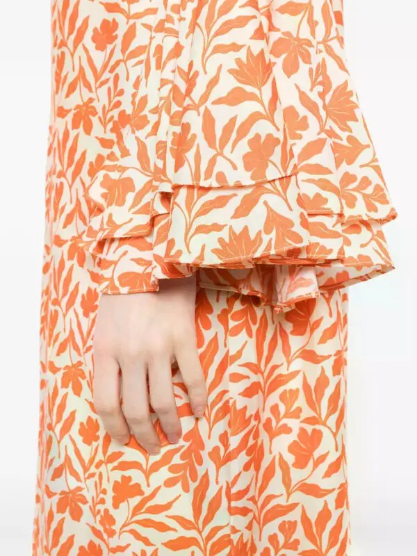 BAMBAH Ruffled Floral Print Maxi Dress