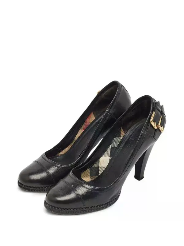 Burberry Leather Buckle Detail High Heel Pumps - Black