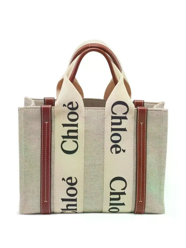 Chloé Woody Leather-trim Tote Bag