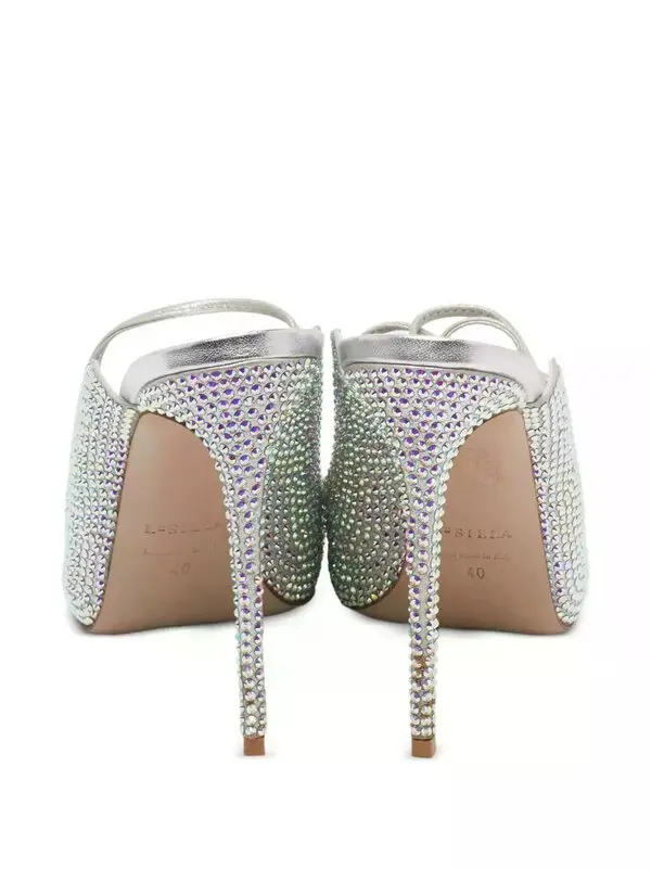 LE SILLA Crystal-embellished Ankle-wrap Stiletto Pumps - Silver