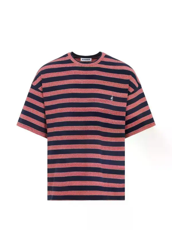 JIL SANDER Horizontal-stripe Logo-embroidered T-shirt